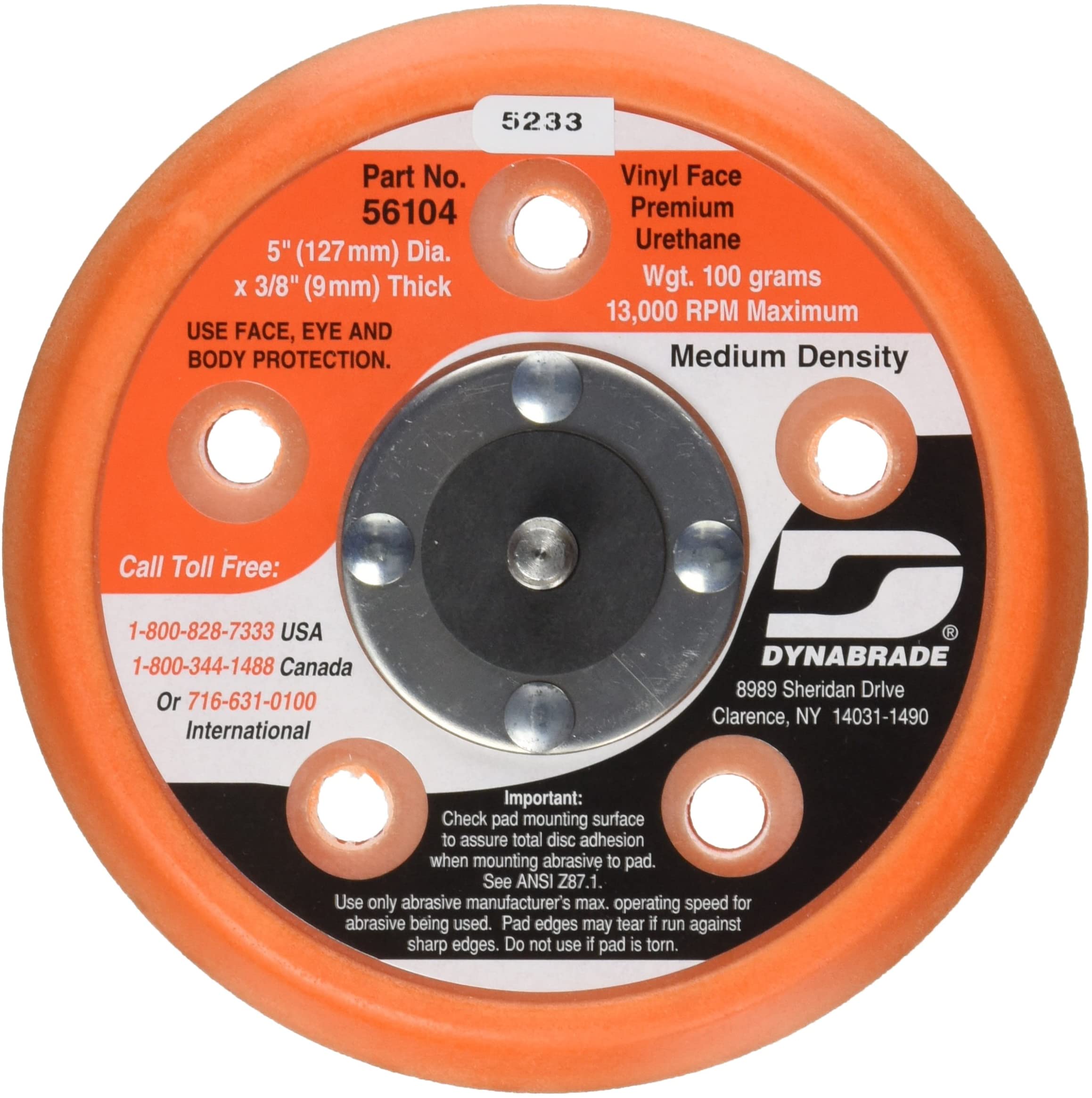 5" (127 mm) Dia. Vacuum Disc Pad, Vinyl-Face | Ward-Kennedy